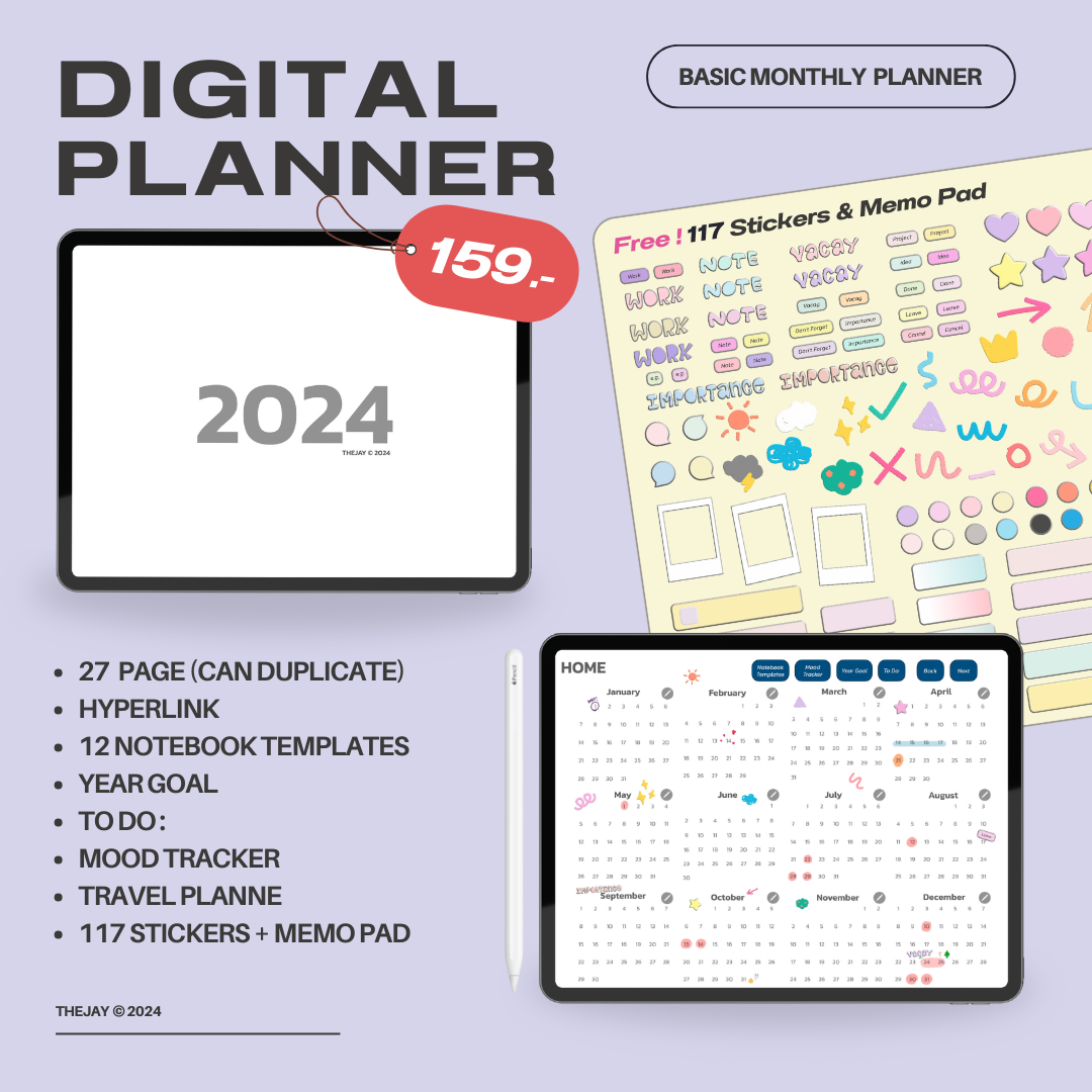 Digital Planner 2024 (basic monthly planner) | LINE SHOPPING