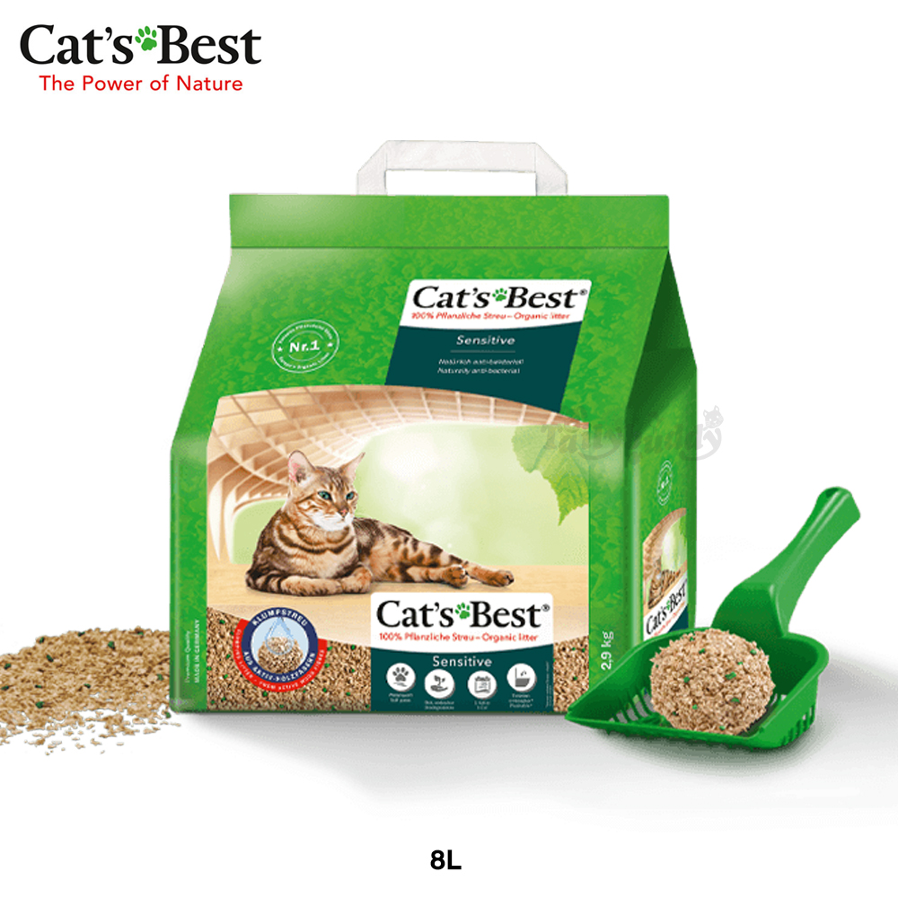 Cat's Best Sensitive กรีนพาวเวอร์ ทรายแมวออแกนิค เพิ่มเม็ดบีท เก็บกลิ่นได้ ฆ่าเชื้อ ( 2.9kg ...