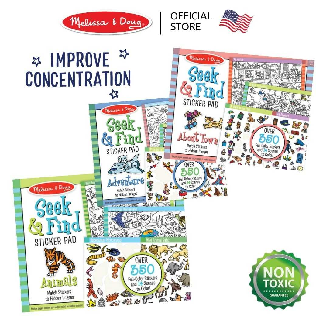 (ของแท้ USA) สติ๊กเกอร์เสริมสมาธิ เกมซ่อนหาภาพ Seek & Find Sticker Pad ...