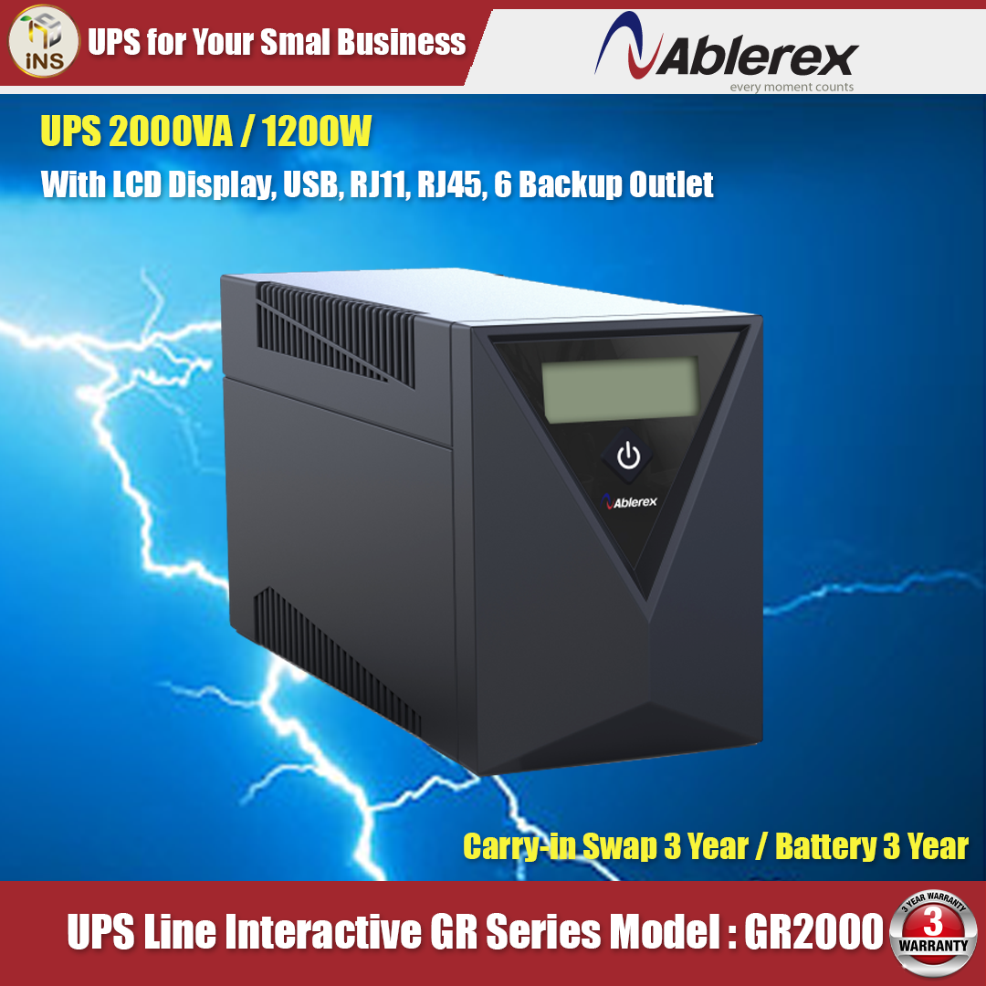 ABLEREX-GR2000 2000va/1200w with LCD display, RJ11, RJ45/ carry-in swap ...