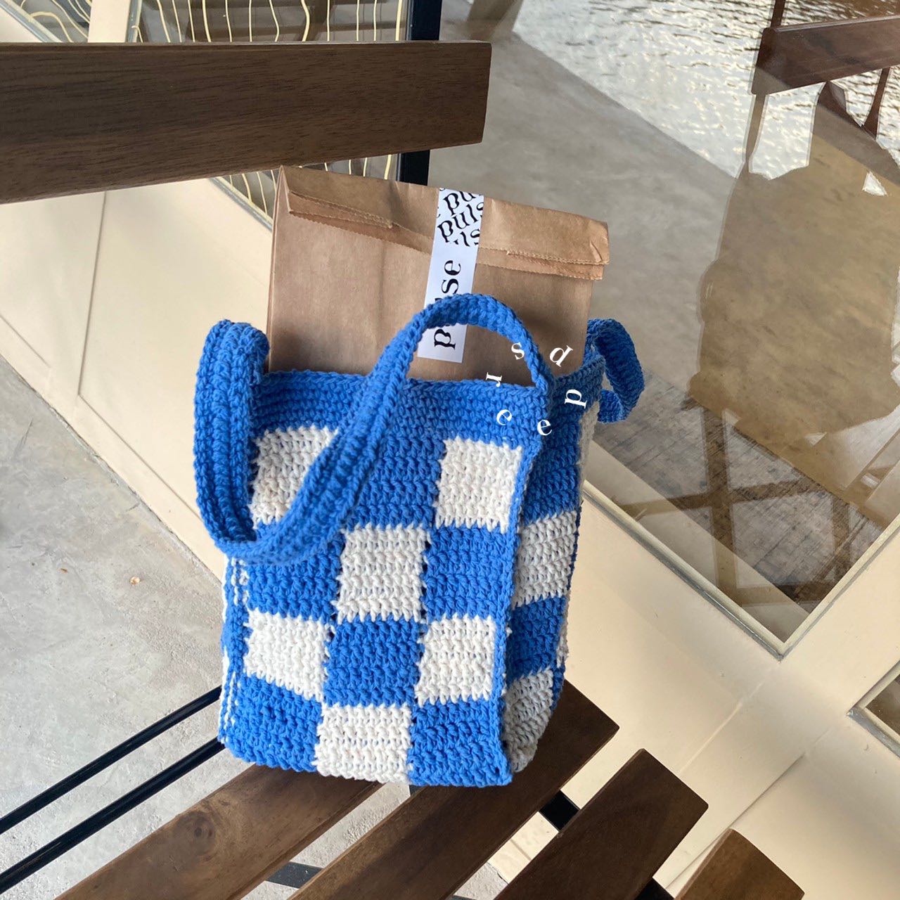 Checkers bag (lapis-white) | LINE SHOPPING