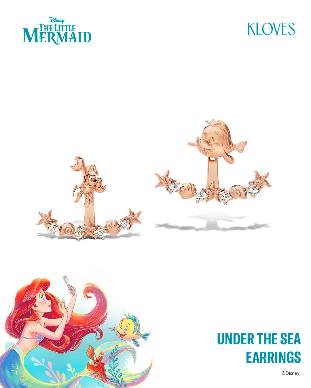KLOVES - Disney The Little Mermaid collection - Under the sea earring ...
