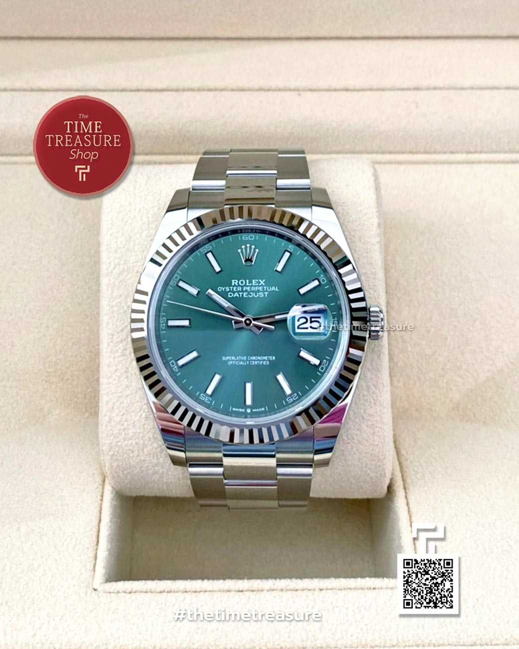 Brand New, Rolex Datejust 41 Ref.126334 Mint Green Dial Oystersteel and ...