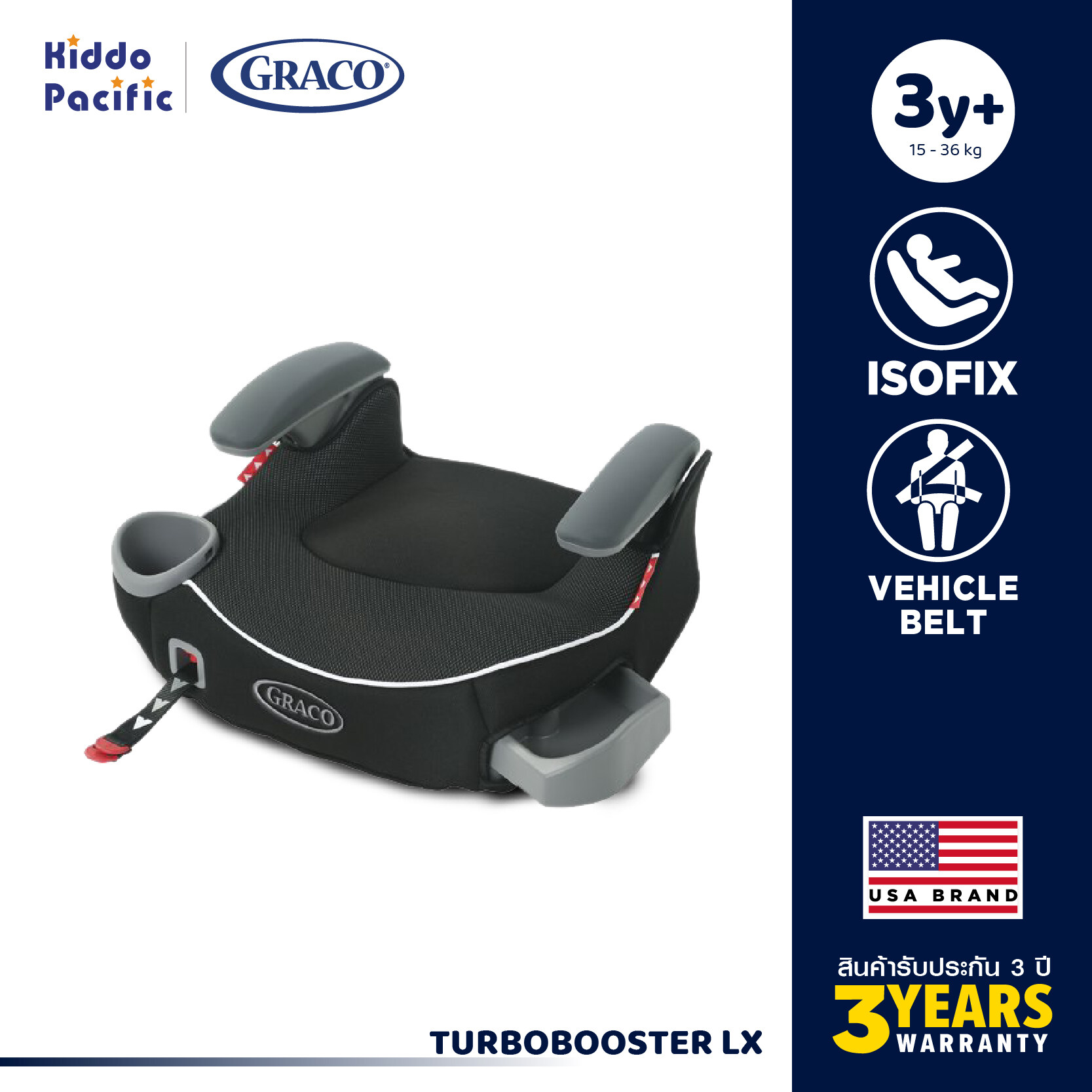 GRACO TURBO LX BACKLESS BOOSTER-CODEY บูสเตอร์ซีท ที่มีระบบ LATCH หรือ ...