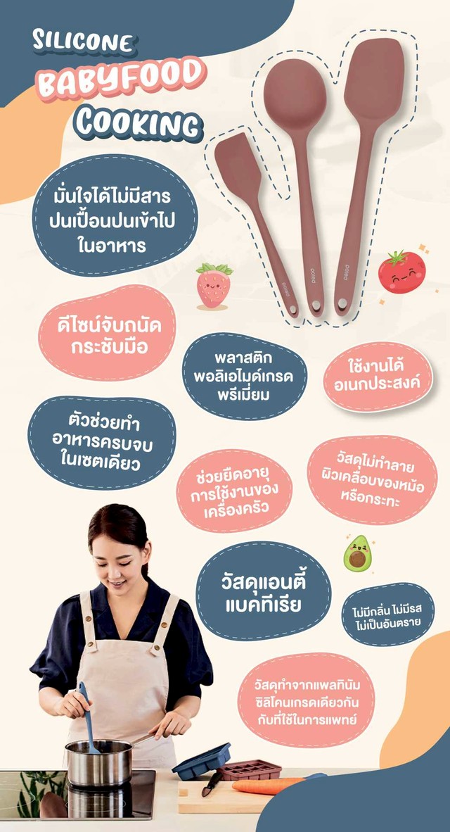 POLED เซตเครื่องครัวเพื่อลูกน้อย ซิลิโคนเกรดการแพทย์ ไร้สารอันตราย BPAFREE การันตีความปลอดภัย ...