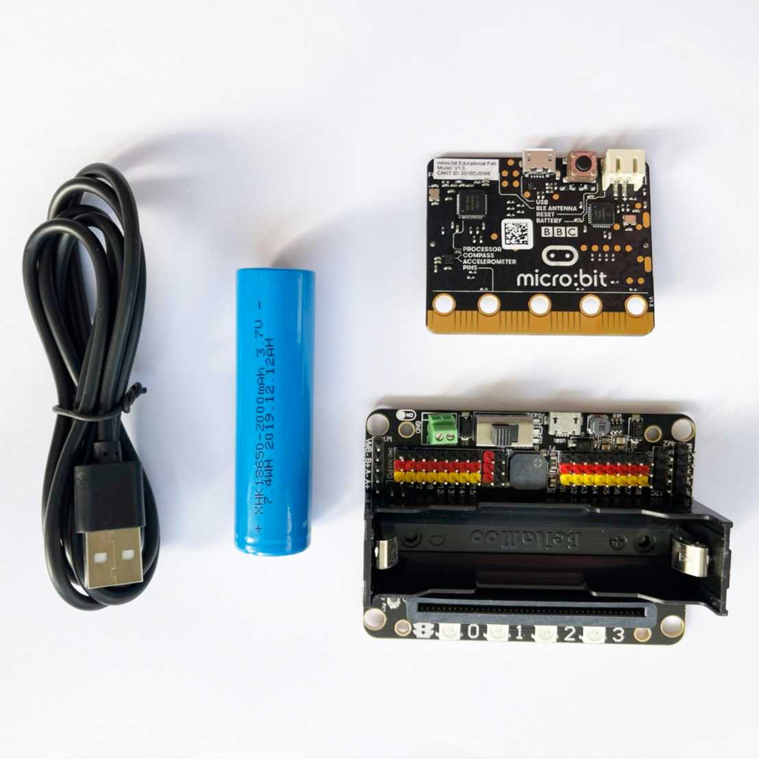 บอร์ดขยายและ Micro Bit (บอร์ดไมโครบิท) ครบชุด พร้อมสายMICRO USB และแบต ...