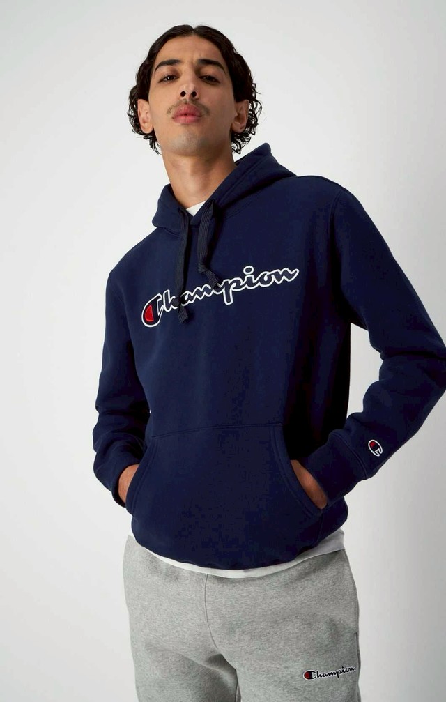 CHAMPION SCRIPT LOGO EMBROIDERY FLEECE HOODIE | LINE SHOPPING
