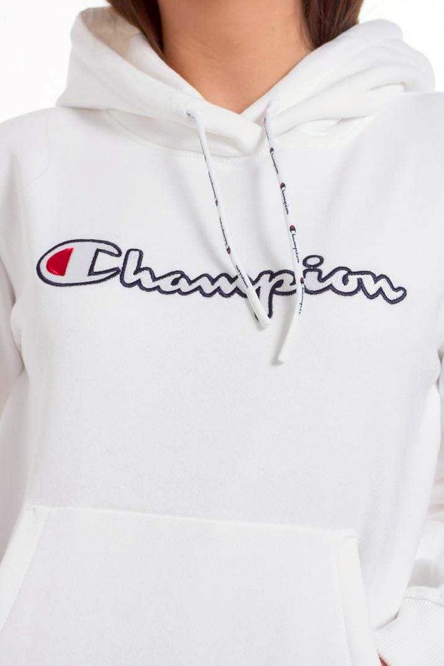 CHAMPION SCRIPT LOGO WHITE HOODIE | LINE SHOPPING