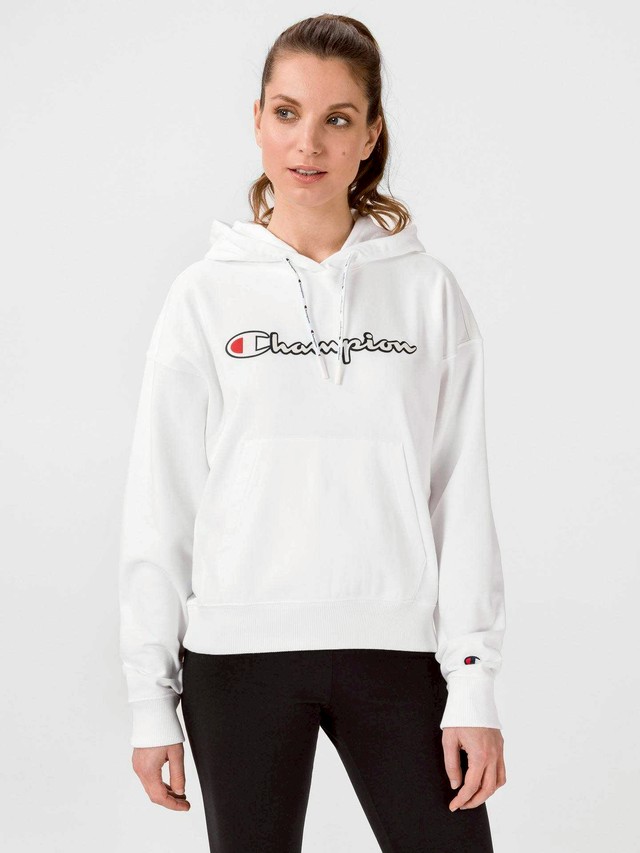 CHAMPION SCRIPT LOGO WHITE HOODIE | LINE SHOPPING