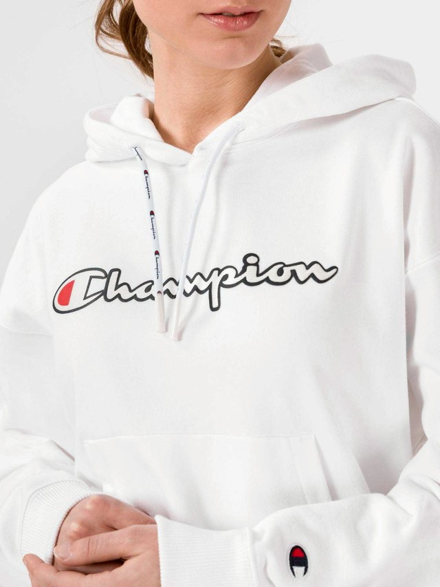 CHAMPION SCRIPT LOGO WHITE HOODIE | LINE SHOPPING