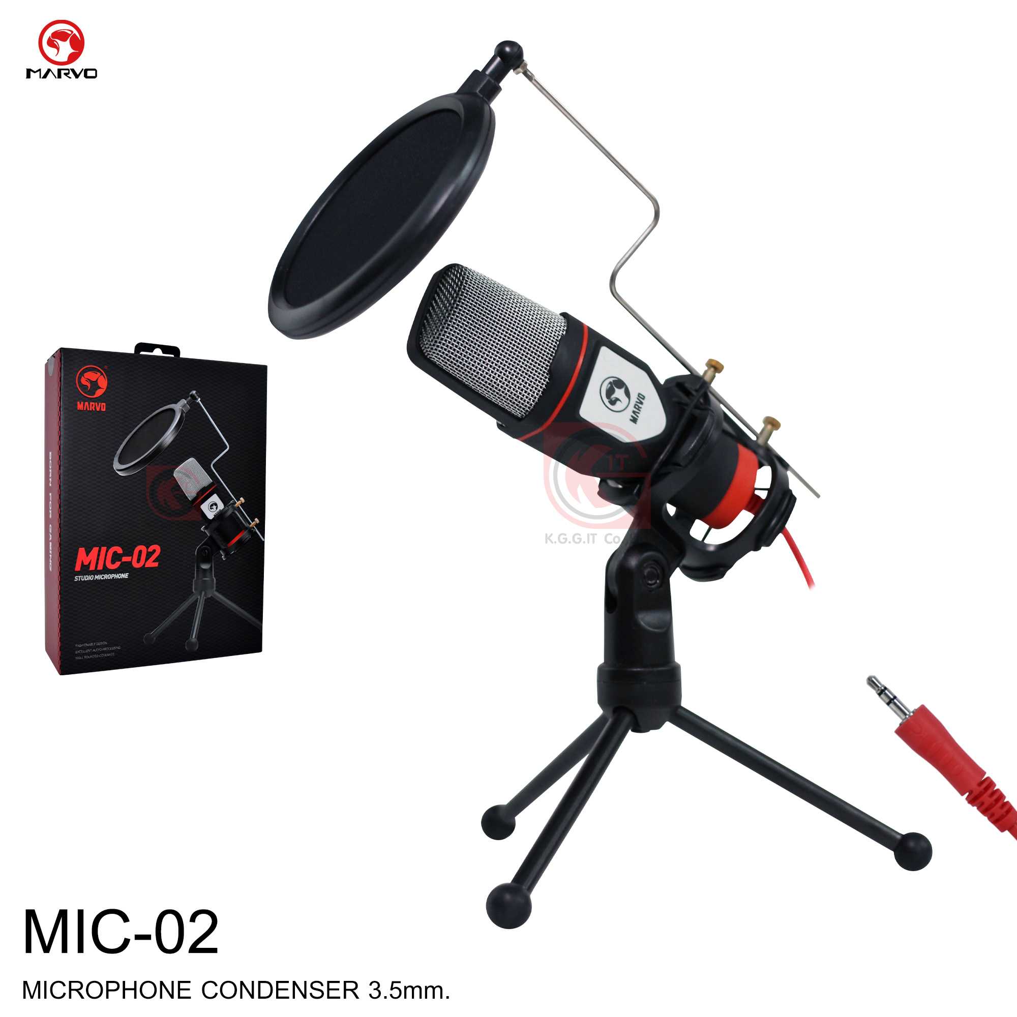 MARVO MIC-02 ไมโครโฟน ตั้งโต๊ะ ระบบ Omnidirectional Microphone พร้อมขา ...