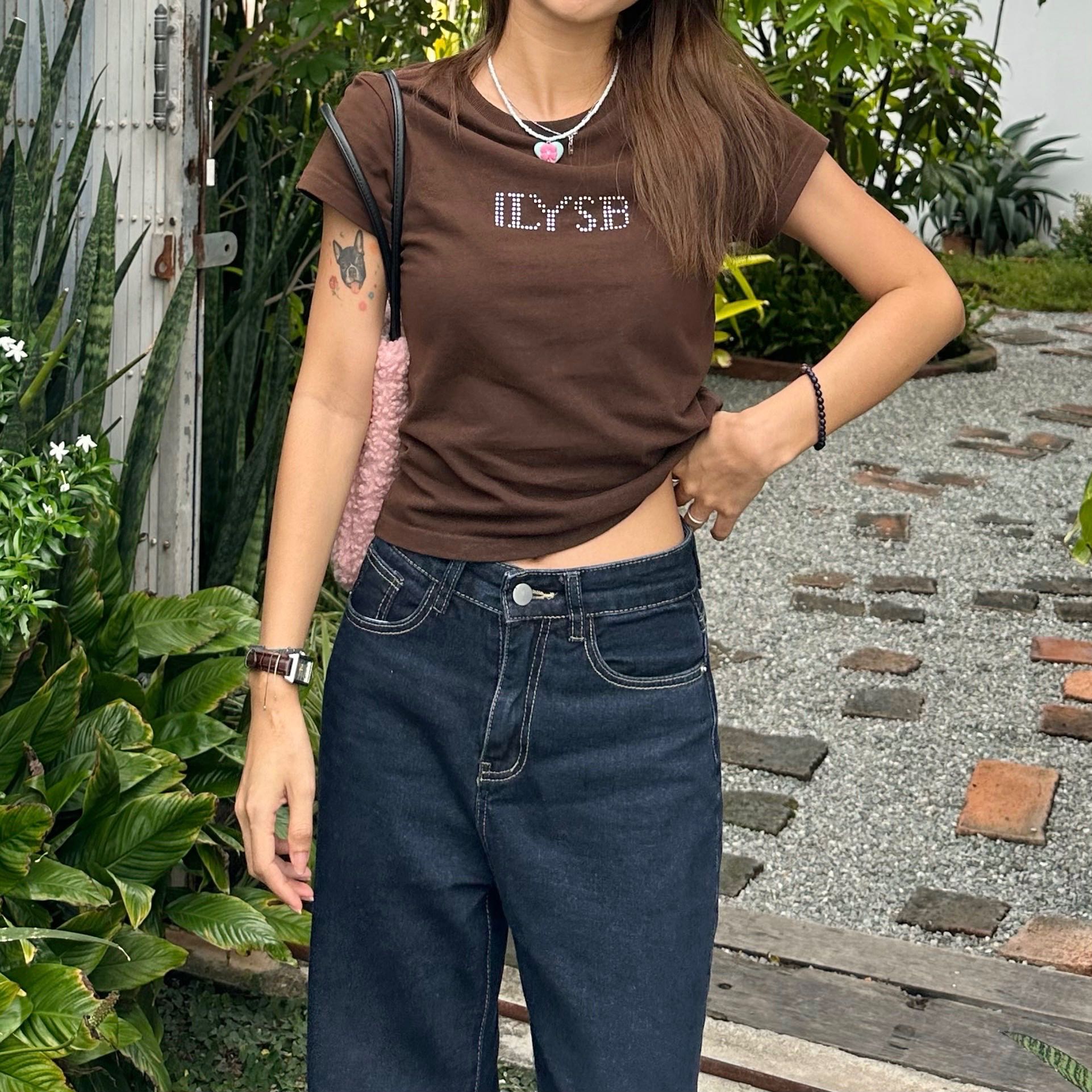 ILYSB Baby tee (brown) | LINE SHOPPING