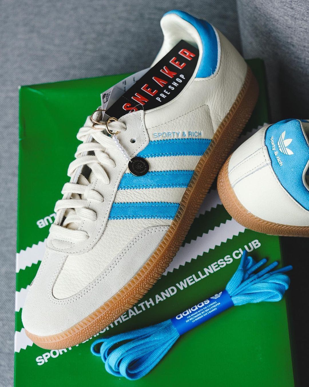 Adidas x Sporty & Rich Samba OG Cream Blue | LINE SHOPPING