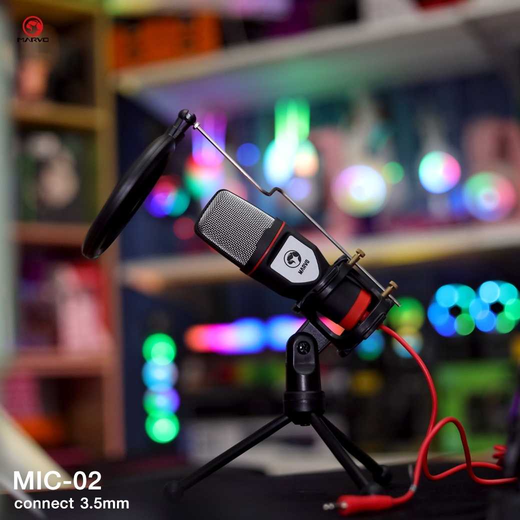 MARVO MIC-02 ไมโครโฟน ตั้งโต๊ะ ระบบ Omnidirectional Microphone พร้อมขา ...