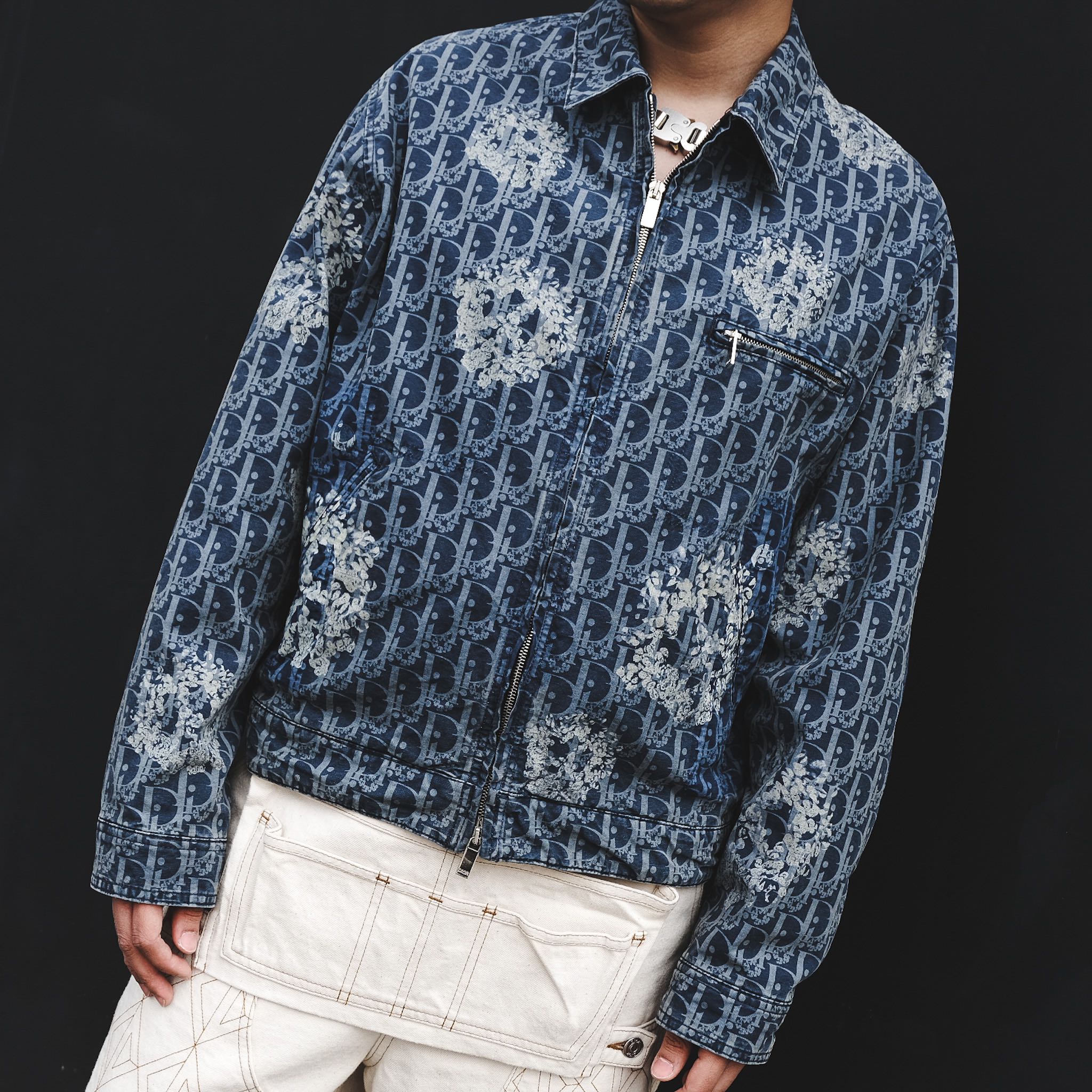 Dior x Denim Tears ”Diortears” Zipped Blouson Blue Cotton Denim | LINE ...