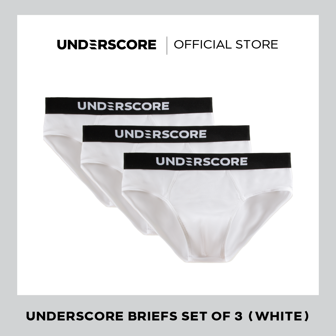 UNDERSCORE BRIEFS SET OF 3 Pcs (WHITE) / กางเกงชั้นในชายอันเดอร์สกอร์ บ ...